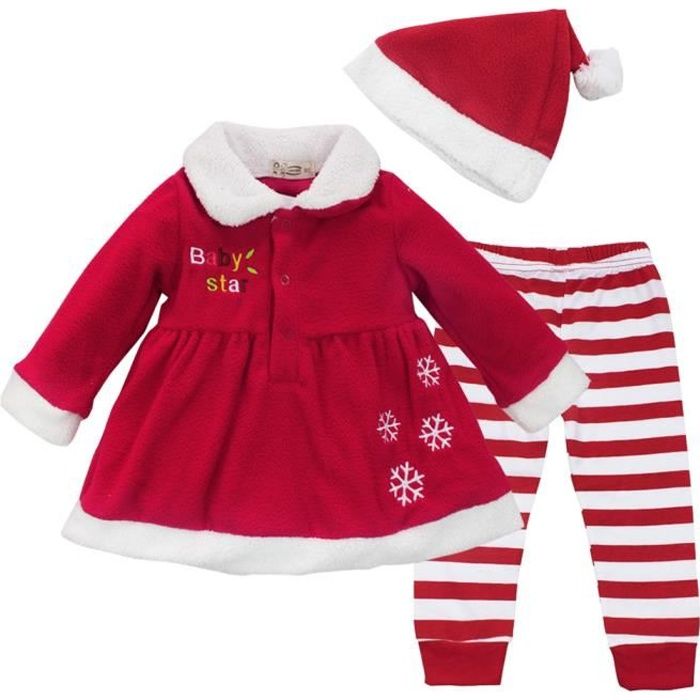 Robe Noël Bébé Fille Ensemble Déguisement Père Noël Bonnet De Noël