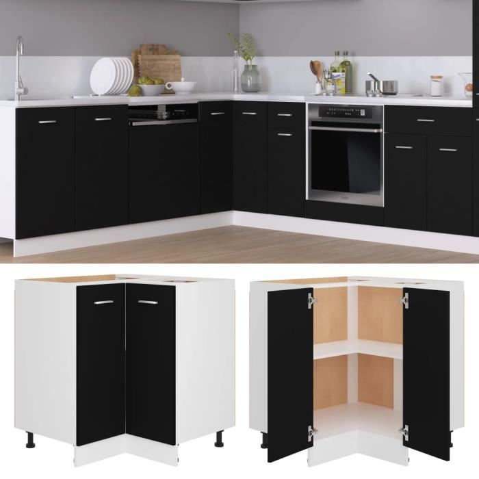 {40329}CHEZ-UMF® HOT - Armoire plancher d'angle Noir 75,5x75,5x80,5 cm ...