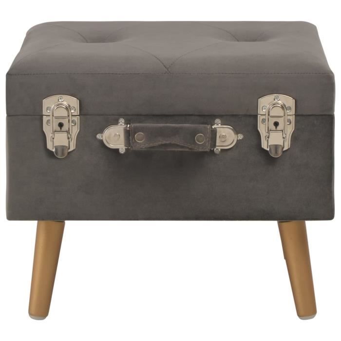 Tabouret de rangement - QQMORA - Lot de 3 - Velours gris - Compartiment ...