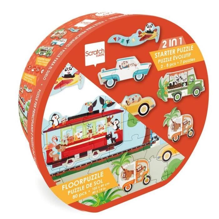 Puzzle évolutif 2 en 1 - SCRATCH EUROPE - Véhicules - 7 mini puzzles ...