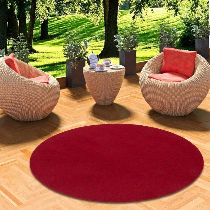Kingston - Tapis type gazon artificiel rond – pour Jardin, Terrasse, Balcon - Rouge - 3 tailles ...