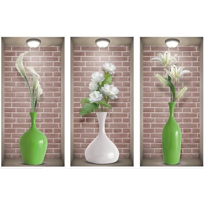 Autocollant Muraux 3D Plante,Autocollants Mural Feuille Vertes Adhésif ...