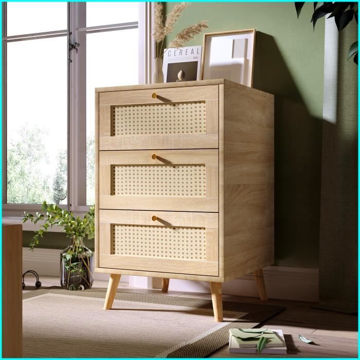 Commode - V GEBY - Meuble de Chambre à 3 tiroirs - Bois massif ...