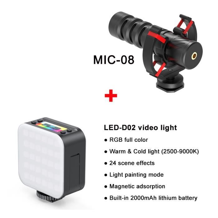 Video Light Kit appareil photo professionnel DSLR Microphone fusil de ...