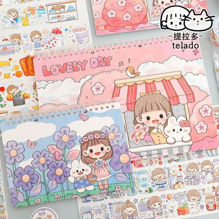 Feuillet mobile,classeur rechargeable Kawaii,40 feuilles d'autocollants ...