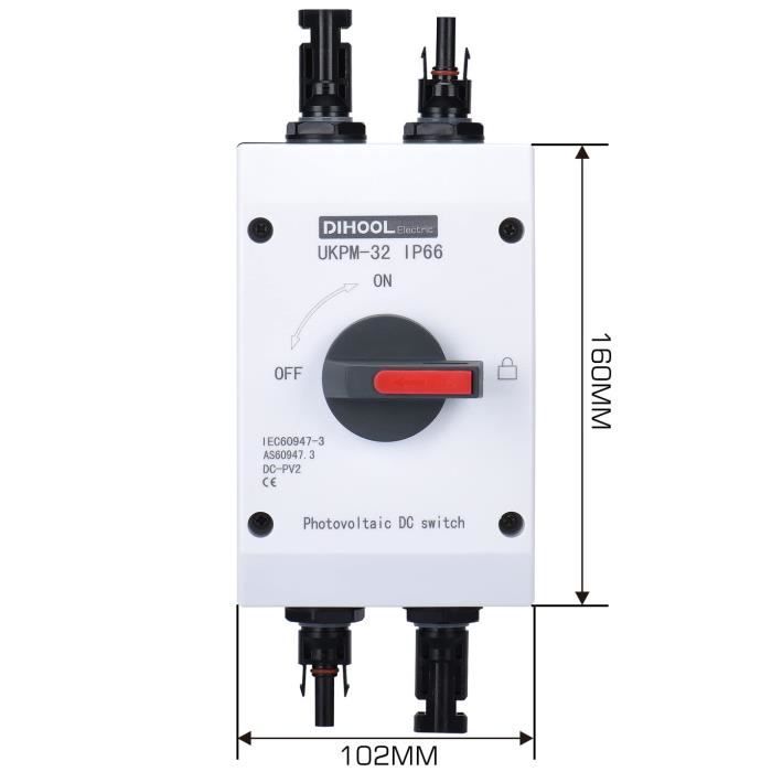 DC isolateur Interrupteur Sectionneur Solaire batterie 32a 1000V IP65 ...