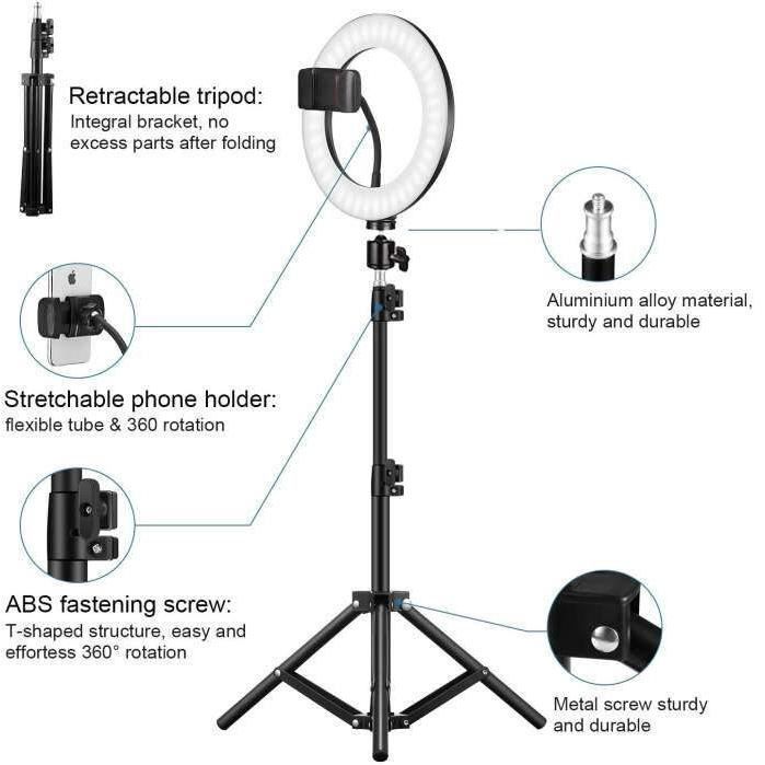 WD06250-FLASH,Éclairage LED Ring Light avec trépied. pour photographie ...