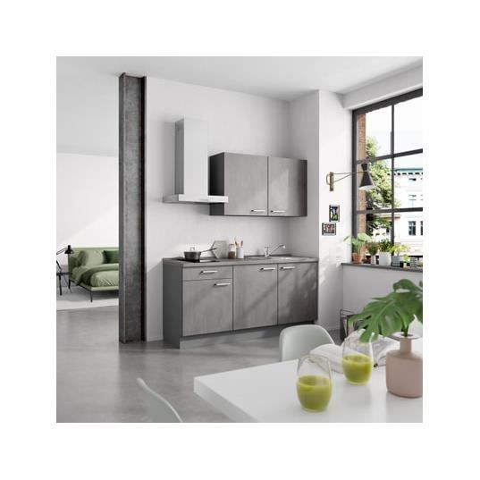 UB DESIGN Pack Cuisine ASTUCIO BETON GRIS GAUCHE - 180CM - Cdiscount Maison