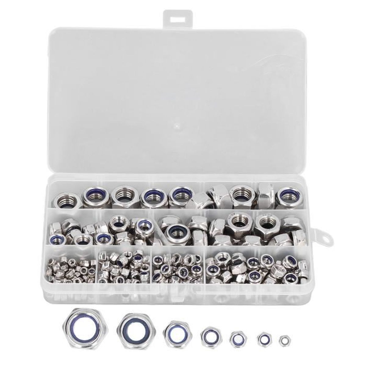 WONG--Cikonielf Écrou de blocage hexagonal - 215PCS Hex Lock Nut Insert en nylon Assortiment d ...