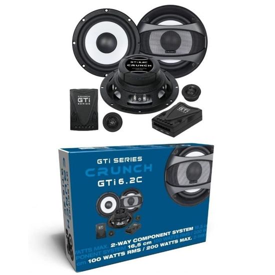 1 kit 2 voies CRUNCH GTI SERIES GTI6.2C 16,5 cm 6,5" 100 watt rms 200 ...
