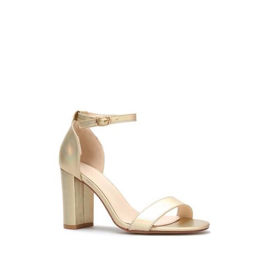 Sandales Femme - LA MODEUSE - Effet irisé - Blanc/Doré - Bride cheville ...