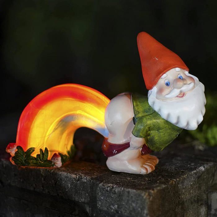 Statue de nain de jardin, ornement de jardin à lumière solaire LED ...