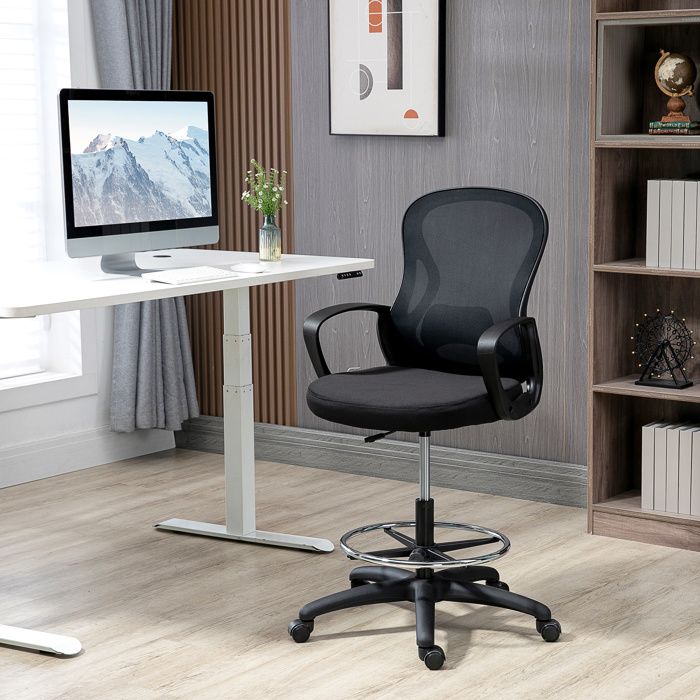 Fauteuil Ergonomique Maillé Hauteur Réglable avec Repose-Pied Pivotant ...