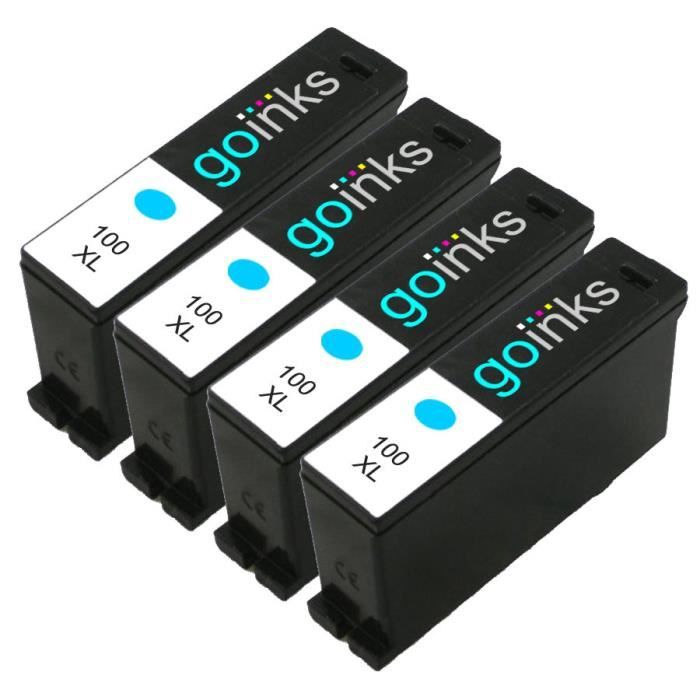 4 Compatible Lexmark 100XL Cyan (100C) Cartouche d'encre for Lexmark ...
