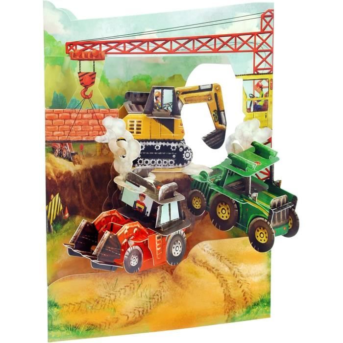 Carte Swing, Pop-Up 3D Carte De Voeux - Tracteurs Et Pelleteuses -Pour ...