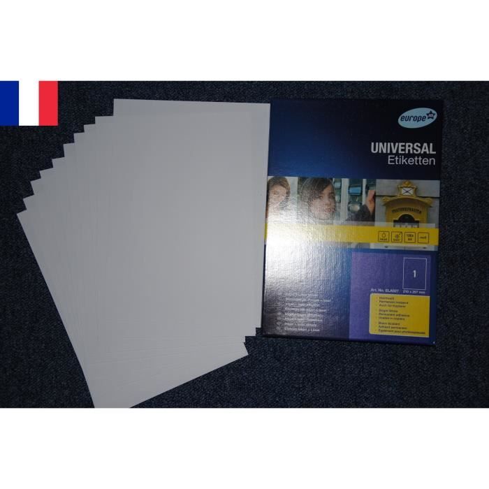 50 Feuilles Autocollante Papier Etiquette A4 21 x 29,7 cm 210x297 mm ...