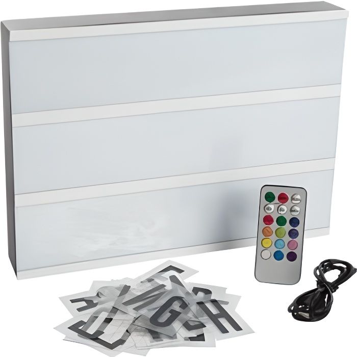LIGHTBOX PANNEAU LUMINEUX USB COULEUR BOITE LUMINEUSE LED 95 LETTRE ...