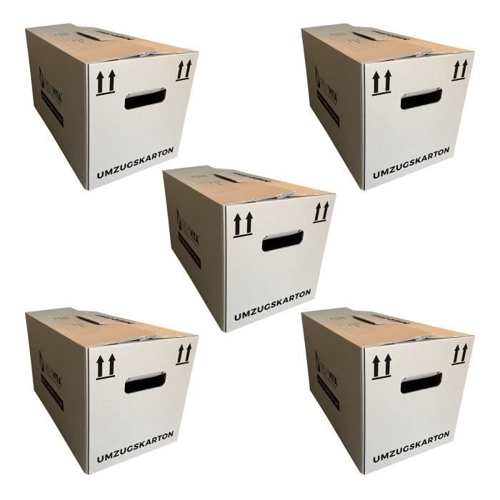 Lot de 5 cartons de déménagement MeaVita - 500 x 300 x 350 cm[202 ...