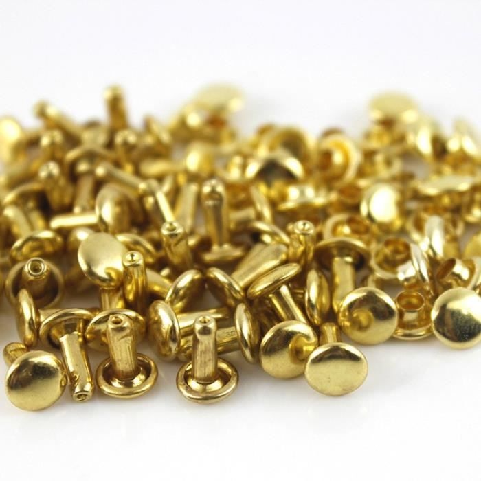 Rivets,Double capuchon métallique Rivets 100 lots, Rivet rond pour cuir ...