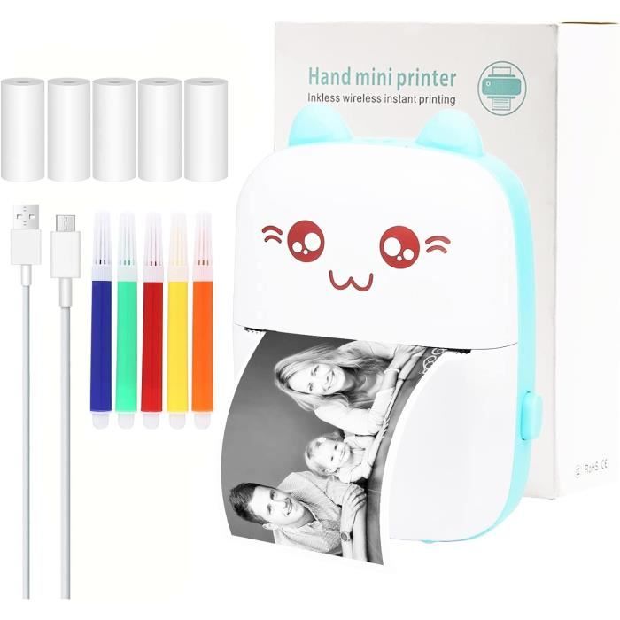 Mini Imprimante Photo, Imprimante Thermique Bluetooth Sans Fil Portable ...