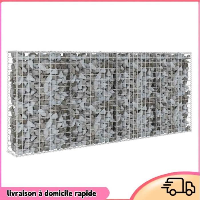 Cocosity Mur à gabion avec couvercles Acier galvanisé 200 x 20 x 85 cm ...