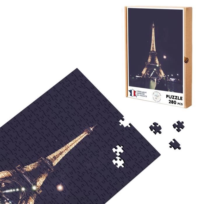 Puzzle Classique 280 pièces Face à la Tour Eiffel Illuminee la Nuit Vue De Paris France ...