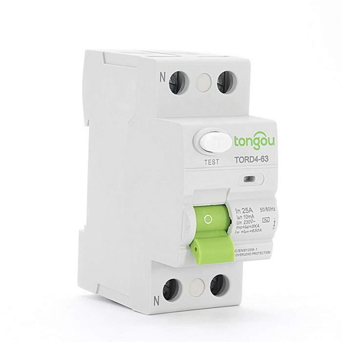 AC 2P 25A 10mA électronique RCCB RCD 110V 230V disjoncteur différentiel ...