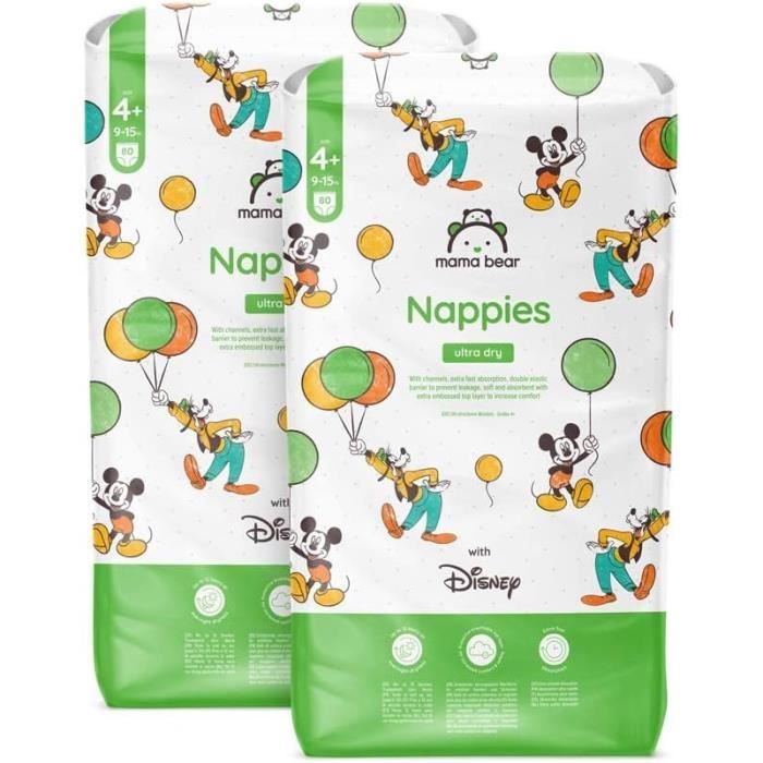 Mama Bear Disney Couches bébé Ultra Absorbantes,Taille 4+ 9-15 kg,Blanc ...