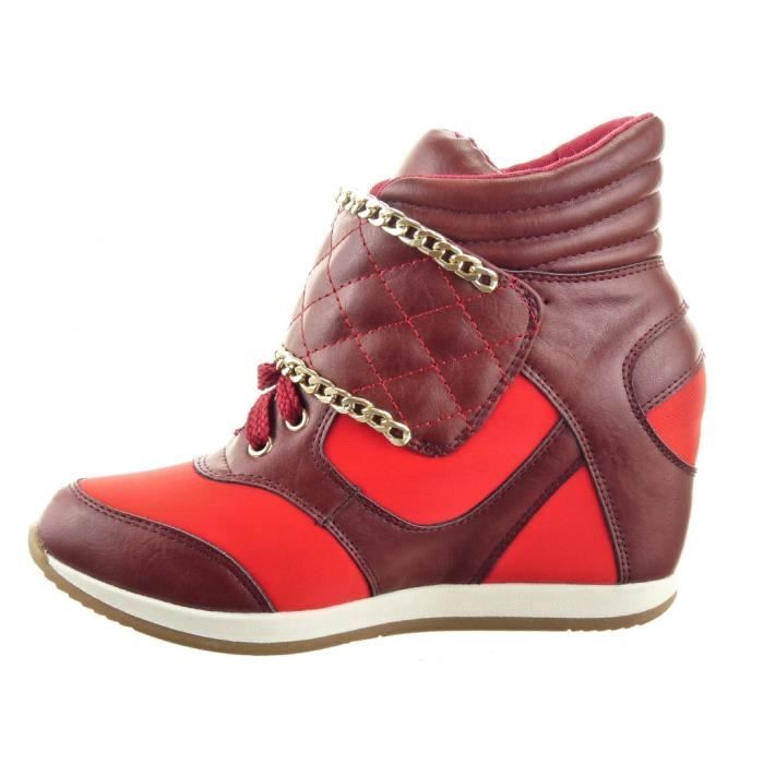 Sopily - Baskets compensée Rouge Rouge Rouge - Cdiscount Chaussures