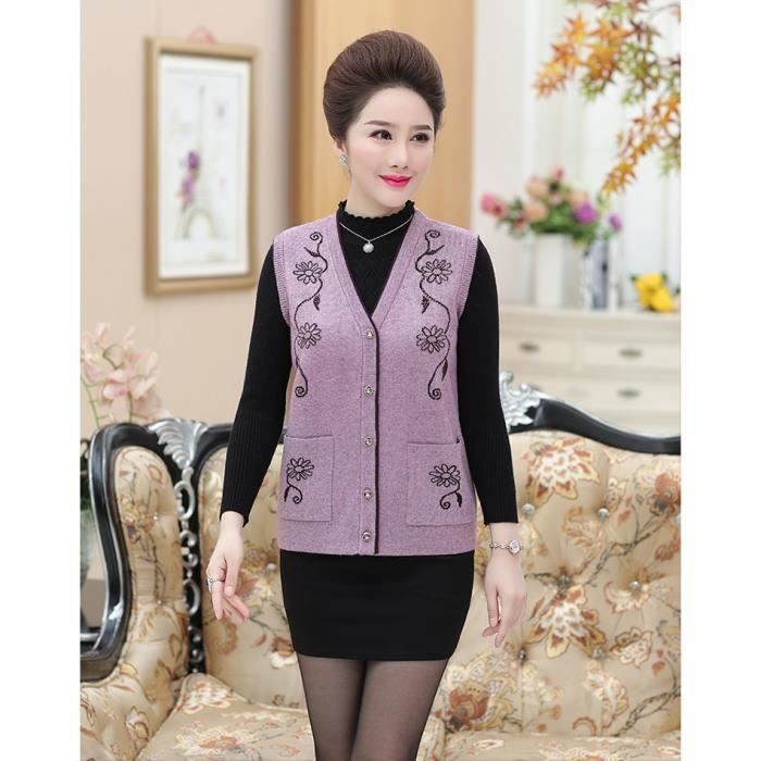 Femmes automne hiver pull gilet gilet sans manches cardigan tricot ...