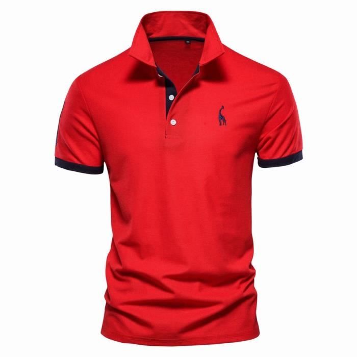 Polo manches courtes homme broderie contraste des couleurs t-shirt d ...