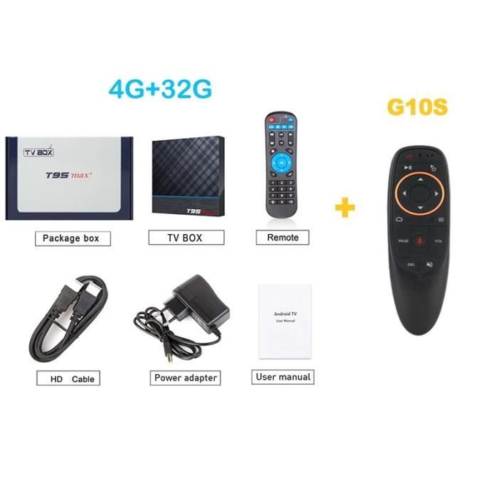 T95 MAX PLUS-Boîtier TV Android 9.0,Amlogic S905x3,2.4 Go-5 Go,4 Go-32 ...