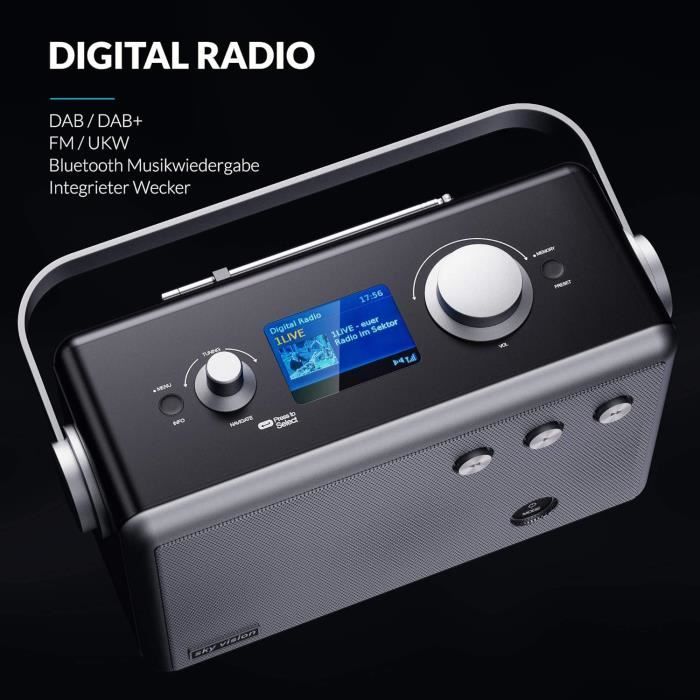 Radio portable DAB - SKY VISION - DAB 55 - Horloge Numérique ...