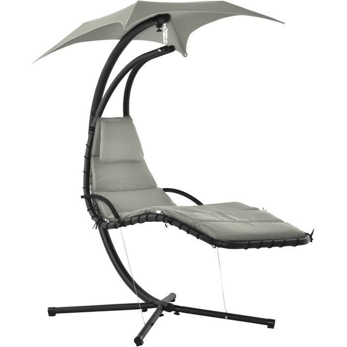 Bain de Soleil transat Suspendu avec Pare-Soleil et Matelas Design ...