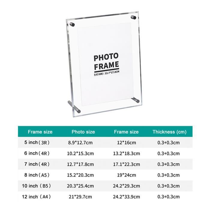 Cadre photo acrylique Cadre photo transparent en acrylique pour ...