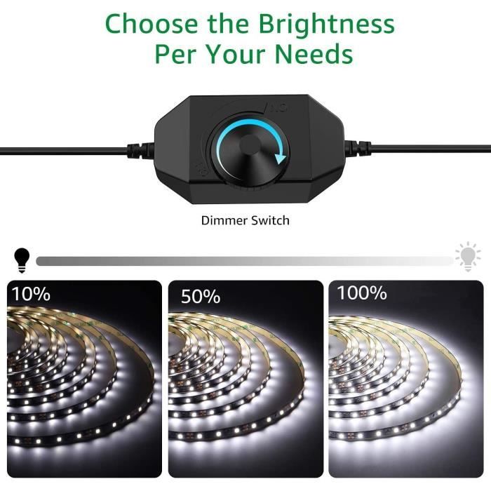 Juce® Kit Ruban LED 20M 1200 LEDs Dimmable Blanc Froid 6000K Bande LED ...