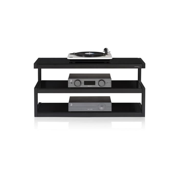 Meuble TV - NorStone - Esse - Noir Satiné - Verres Noirs - Supporte ...