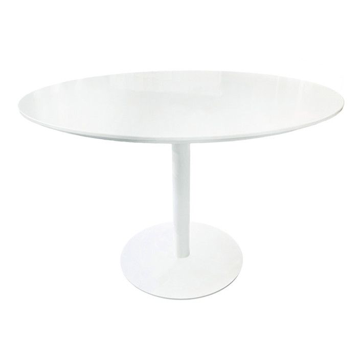 Table de repas ronde 110 cm blanche et pied métal blanc – VALERIA ...