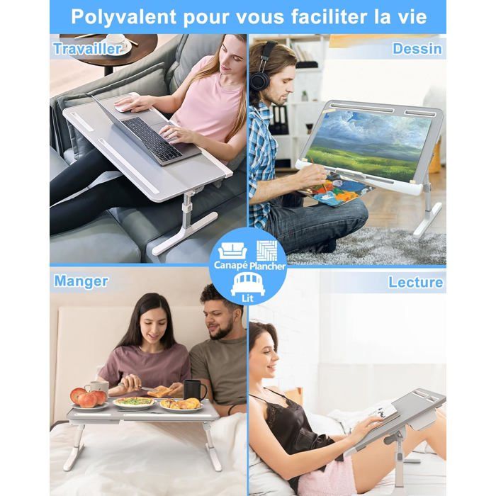 Table De Lit, Support Ordinateur Portable Lit Pliable À Hauteur ...