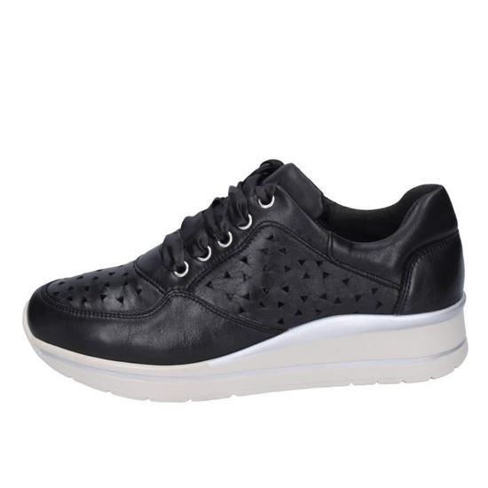 CINZIA SOFT Baskets Sneakers Femme Noir Cuir BD329 - Achat / Vente ...