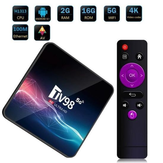 Boîte Android TV - TV98 - H313 - 4K 60FPS - HDR10 - 2G RAM 16G ROM - 2.4G&5G - Cdiscount TV Son ...