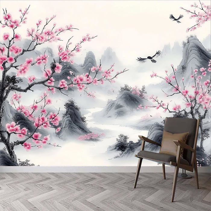 Papier Peint Panoramique Cerisier Japonais