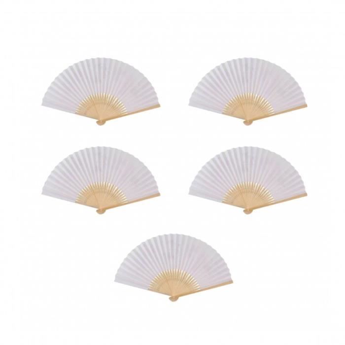 5 × Éventail vierge Éventail de poche Éventail en bois de bambou ...