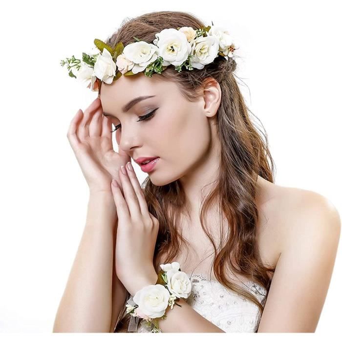 Couronne de fleurs naturelles pour mariage - Couronne de cheveux ...