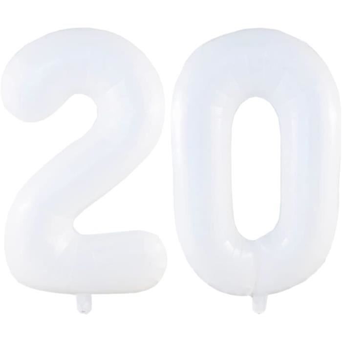 Ballon Anniversaire 20 Ans Blanc - Décoration Happy Birthday Fête ...