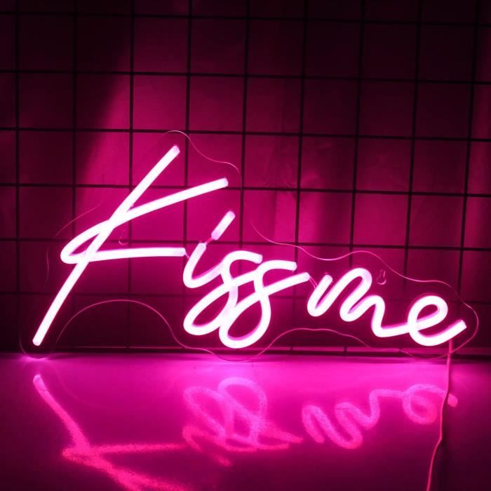Kiss Me Neon Light Sign Pink Letters Neon Sign Kiss Neon Accessoire ...