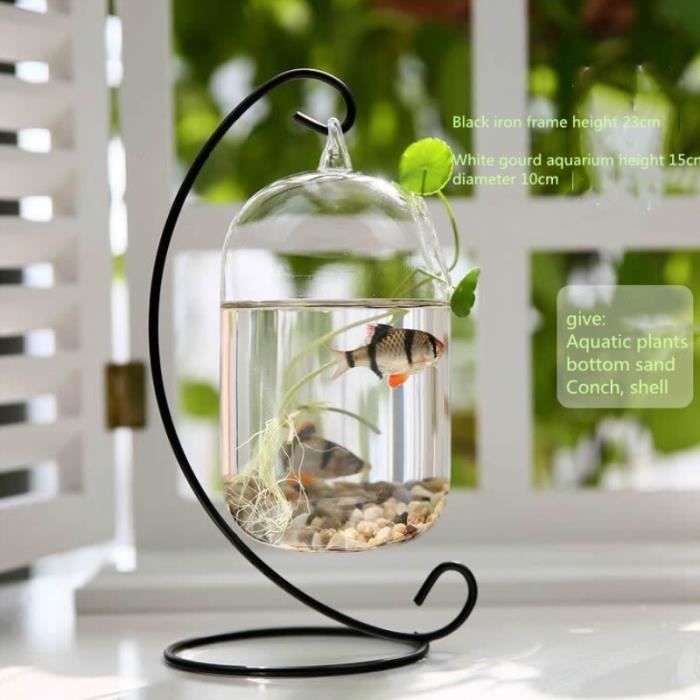 Aquarium,Mini Aquarium de poissons rouges en verre suspendu, support ...