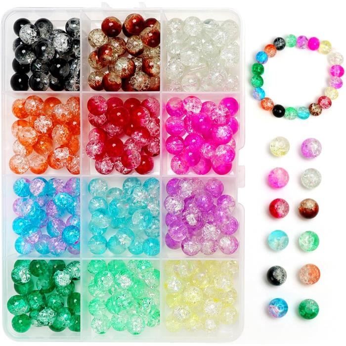 8Mm Perles Rondes De Verre Craquele, 240Pcs Billes De Cristal Craquelé ...