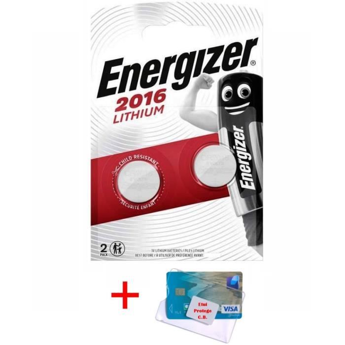 Pile CR2016 ENERGIZER lot de 2 piles lithium 3V CR 2016 3.0 Volts, pile ...