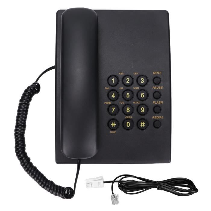HURRISE Téléphone filaire d'hôtel KX‑T435 Téléphone filaire de bureau Téléphone fixe filaire ...